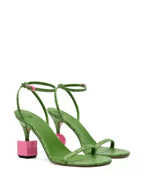Jacquemus The Bisou Cube-heel Sandals - Green