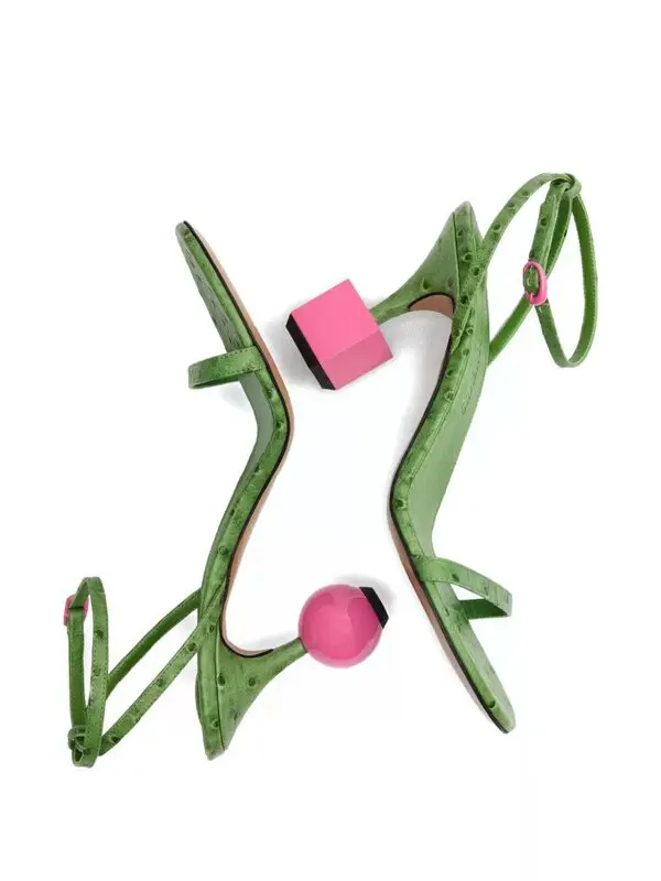 Jacquemus The Bisou Cube-heel Sandals - Green