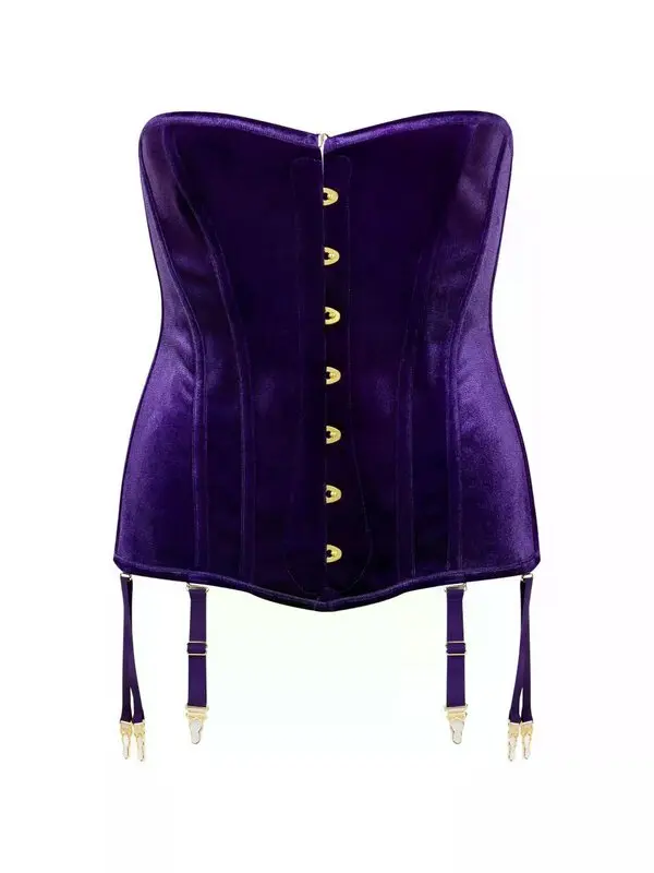 MAISON CLOSE Lace-up Garter Corset - Purple