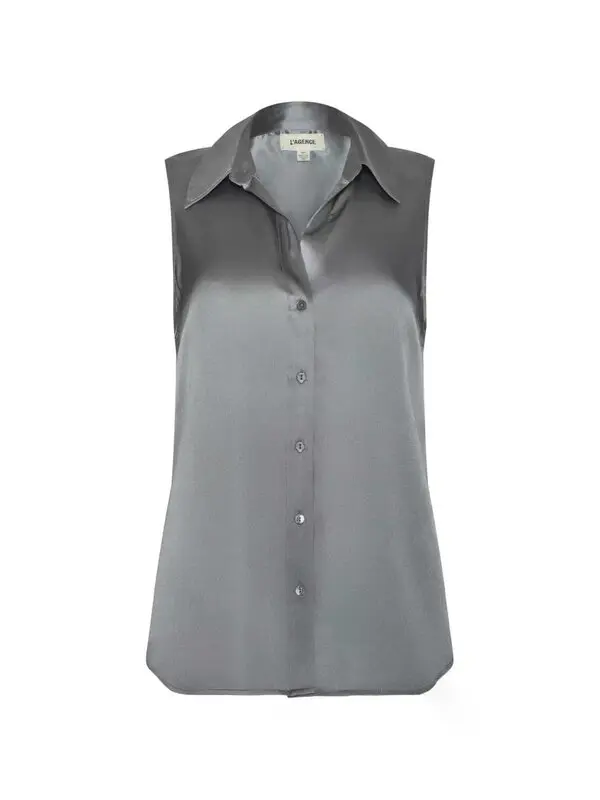 L'Agence Collared Sleeveless Blouse