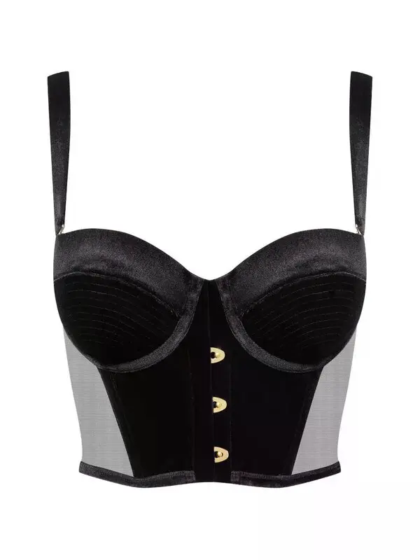 MAISON CLOSE Buttoned Bustier Bra - Black