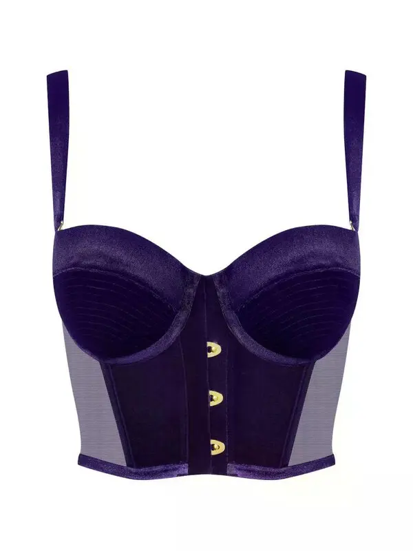 MAISON CLOSE Bustier Lace-up Bra - Purple