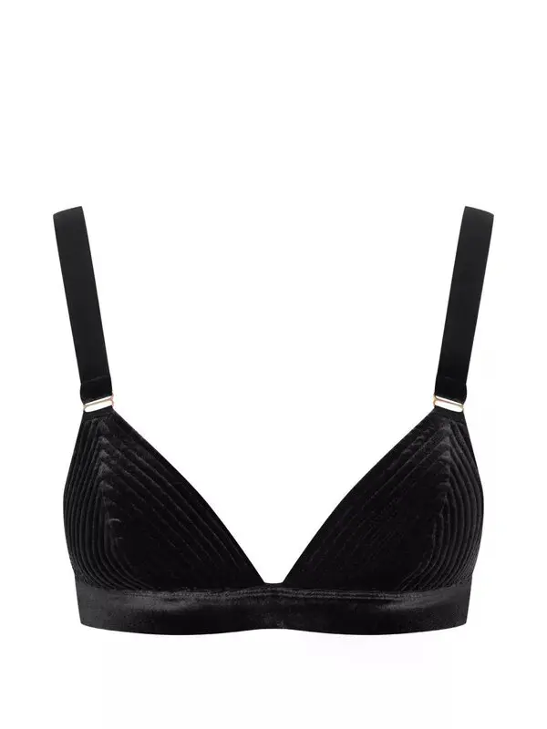 MAISON CLOSE Ribbed Triangle Bra - Black