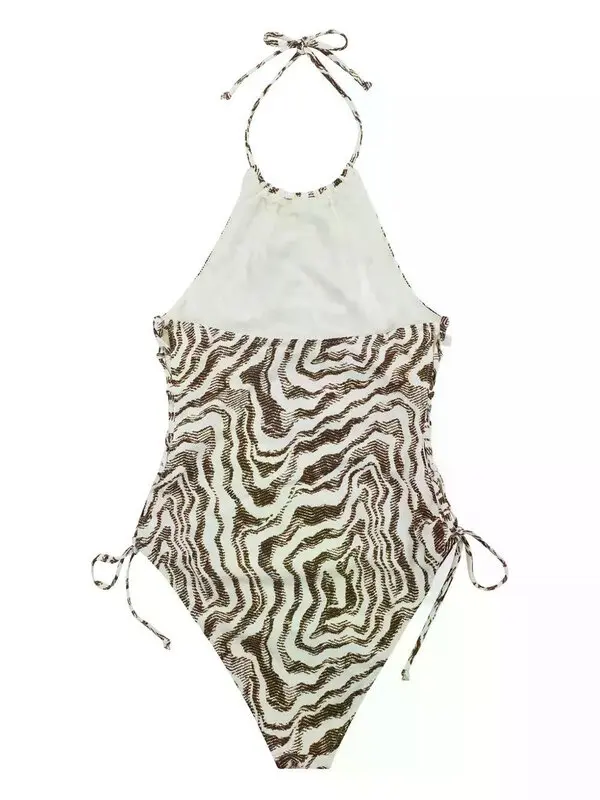 GANNI Patterned Tieband One Piece Swimsuit
