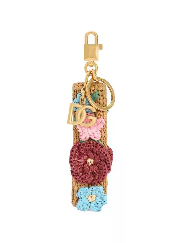 Dolce & Gabbana Crochet Raffia Keychain - Neutrals