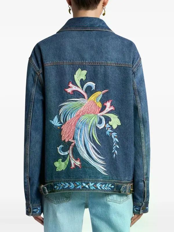 Etro Embroidered Zip Denim Jacket