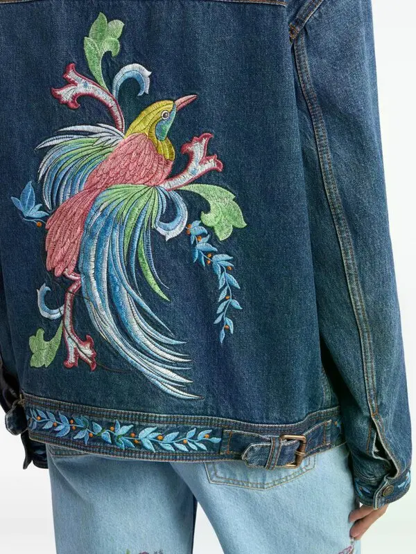Etro Embroidered Zip Denim Jacket