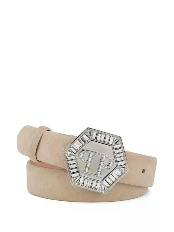 Philipp Plein Hexagon Leather Belt - Neutrals