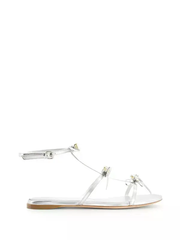 Giambattista Valli Bow-embellished T-strap Sandals - Silver