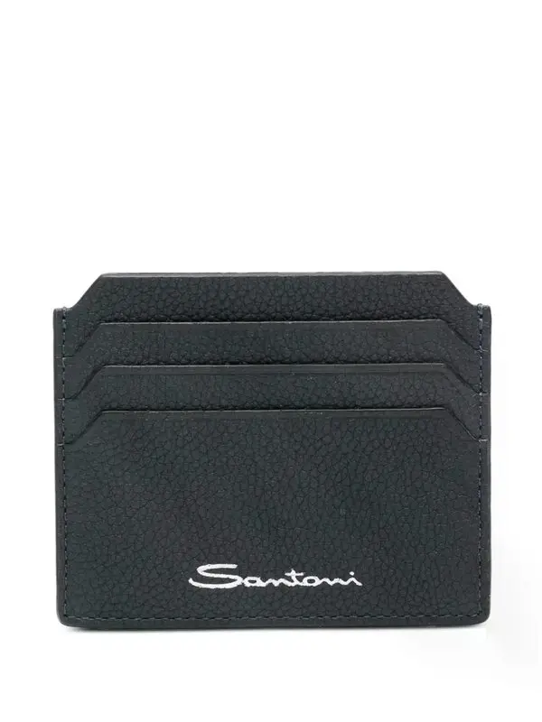 Santoni Leather Cardholder - Blue