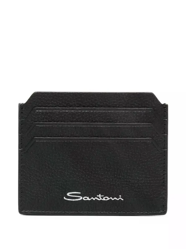 Santoni Logo-print Leather Wallet - Black