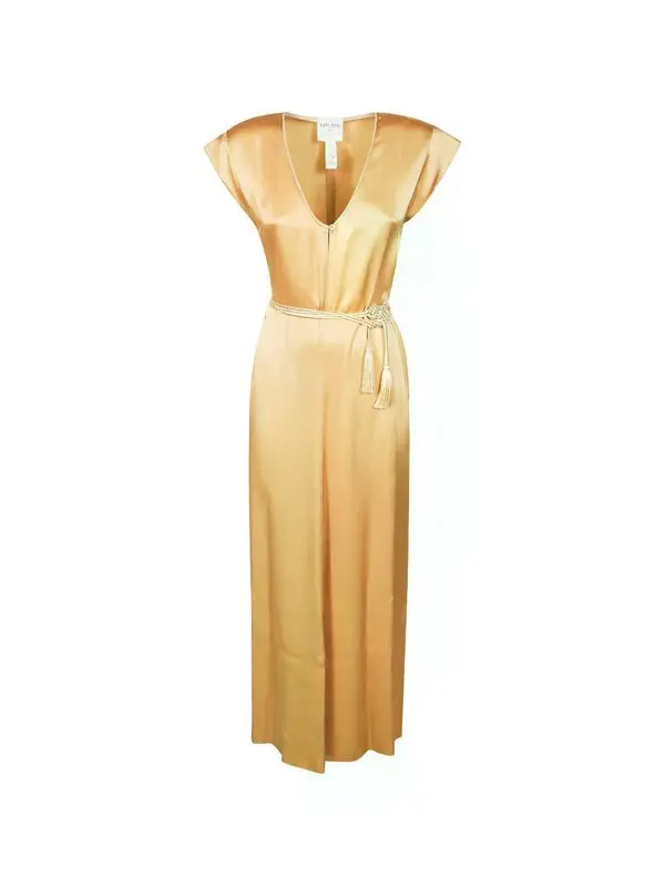 FORTE_FORTE Tassel-belt Midi Dress - Neutrals