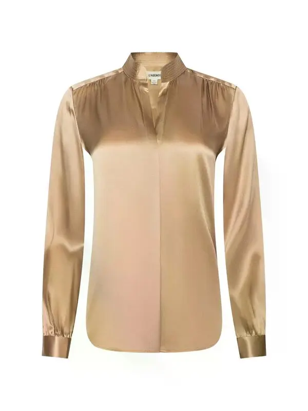 L'Agence Bianca Band-collar Blouse - Neutrals