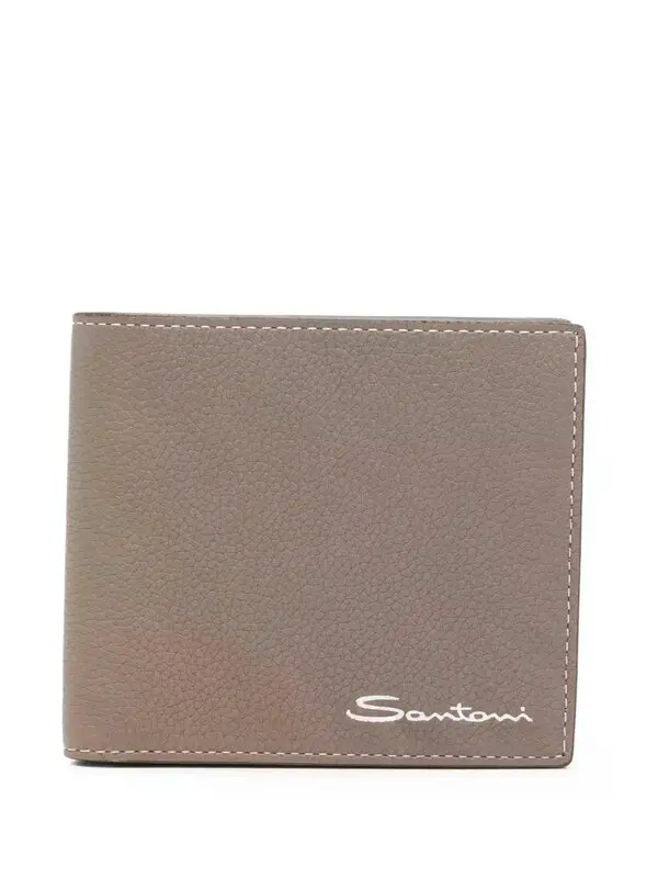 Santoni Logo-print Leather Wallet - Neutrals