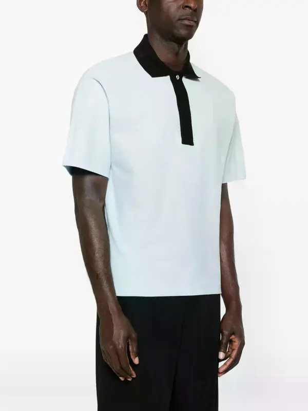 LANVIN Short-sleeve Contrast Polo Shirt - Blue