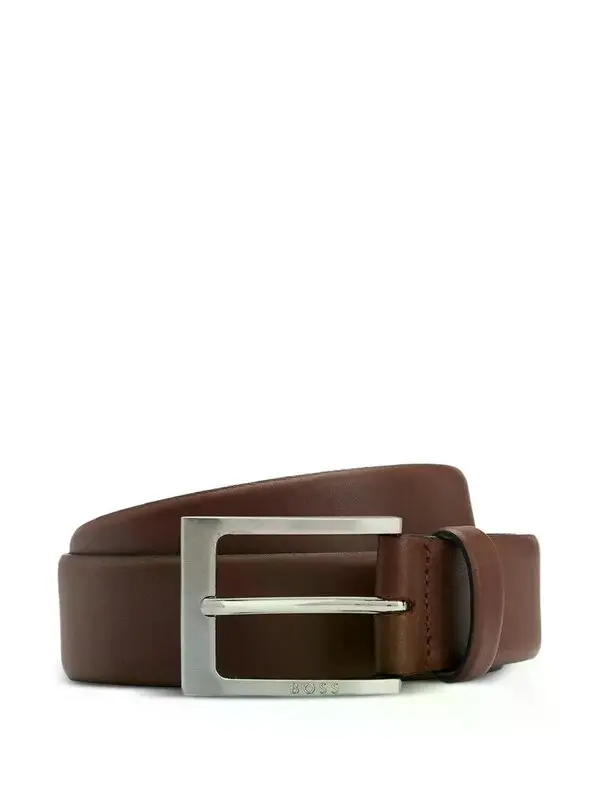 BOSS Leather Belt With Buckle - Brown
