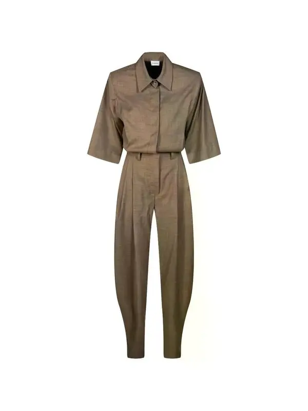 Andamane Axel Padded-shoulder Jumpsuit - Brown