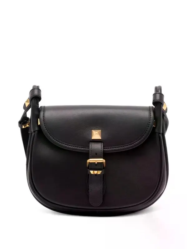 Valentino Garavani Buckle-strap Leather Shoulder Bag - Black