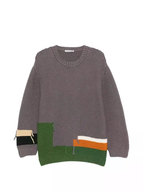 You Must Create Patchwork Sweater - Grey