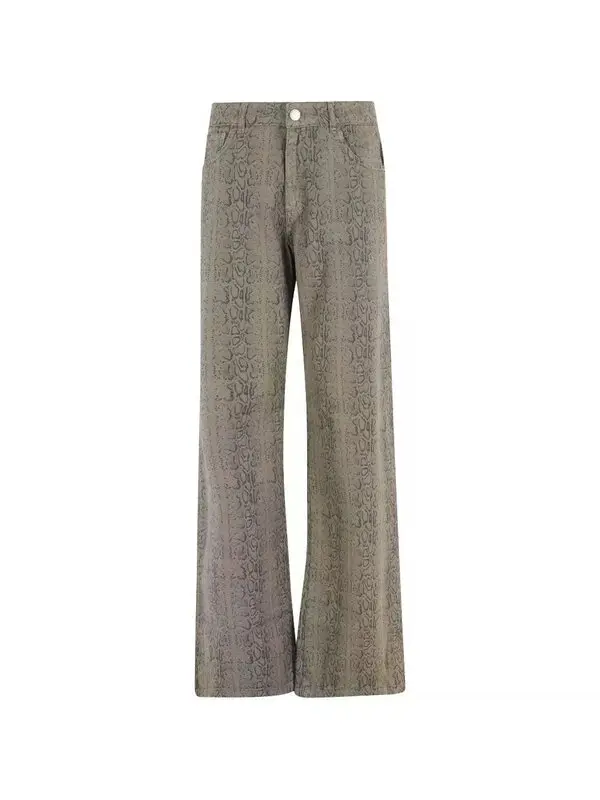 Federica Tosi Snakeskin Print Wide Leg Jeans - Neutrals