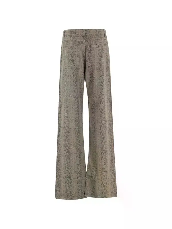 Federica Tosi Snakeskin Print Wide Leg Jeans - Neutrals