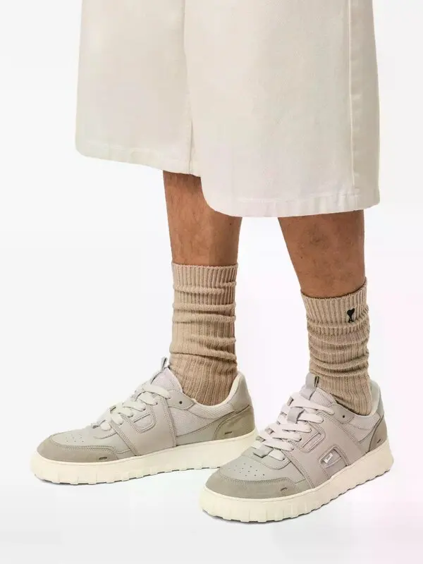 Ami Cowhide Leather "a Walk" Sneakers - Grey
