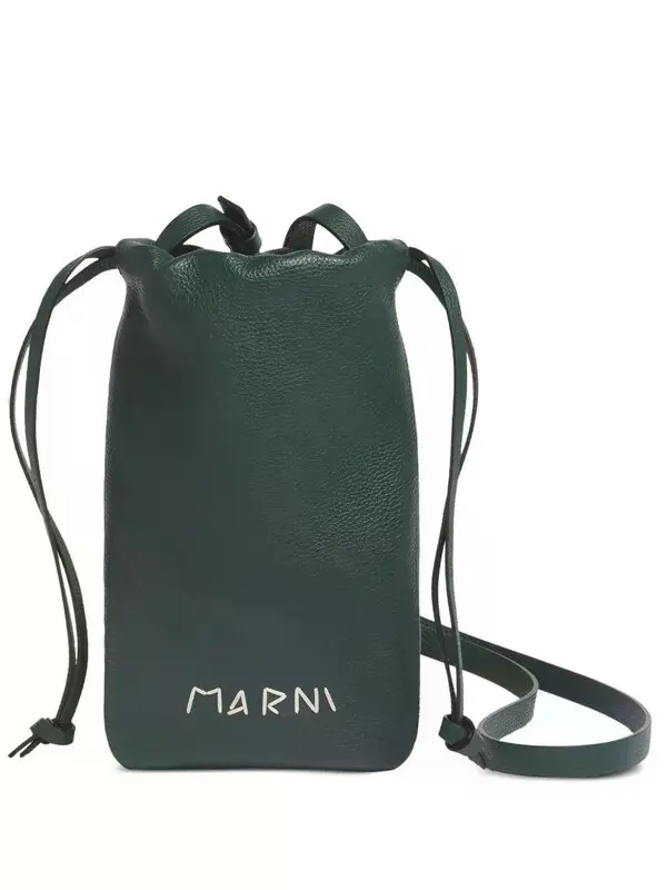 Marni Drawstring Pouch With Logo Embroidery - Green