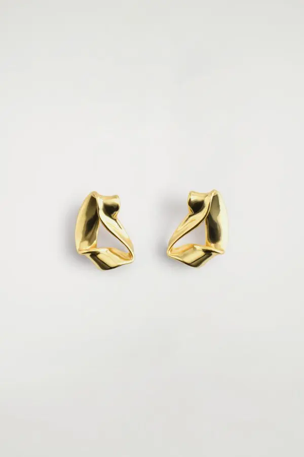 Cos Twisted Ribbon Stud Earrings - Gold