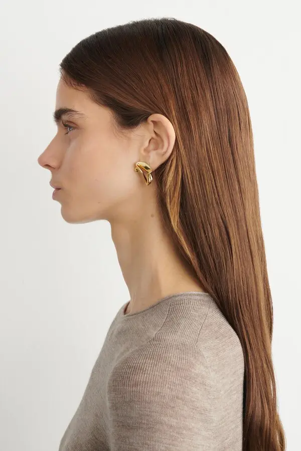 Cos Twisted Ribbon Stud Earrings - Gold
