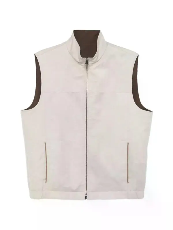 Canali Zip-up Gilet - Neutrals