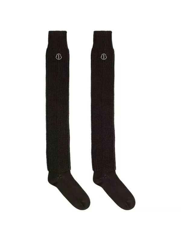 MONCLER + RICK OWENS Ruffled Logo Socks - Brown