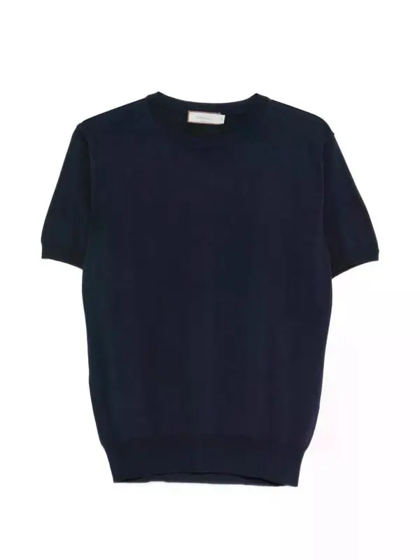 Canali Short Sleeve Knitted T-shirt - Blue
