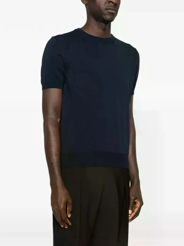 Canali Short Sleeve Knitted T-shirt - Blue