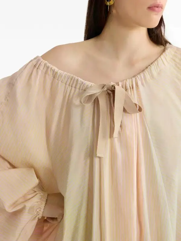PATOU Striped Tie-neck Mini Dress - Neutrals