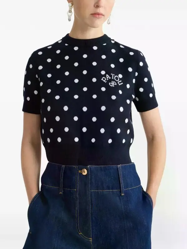 PATOU Polka-dot Knitted T-shirt - Black