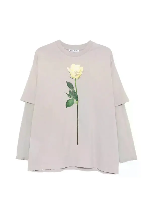 Acne Studios Layered Floral Graphic T-shirt - Neutrals