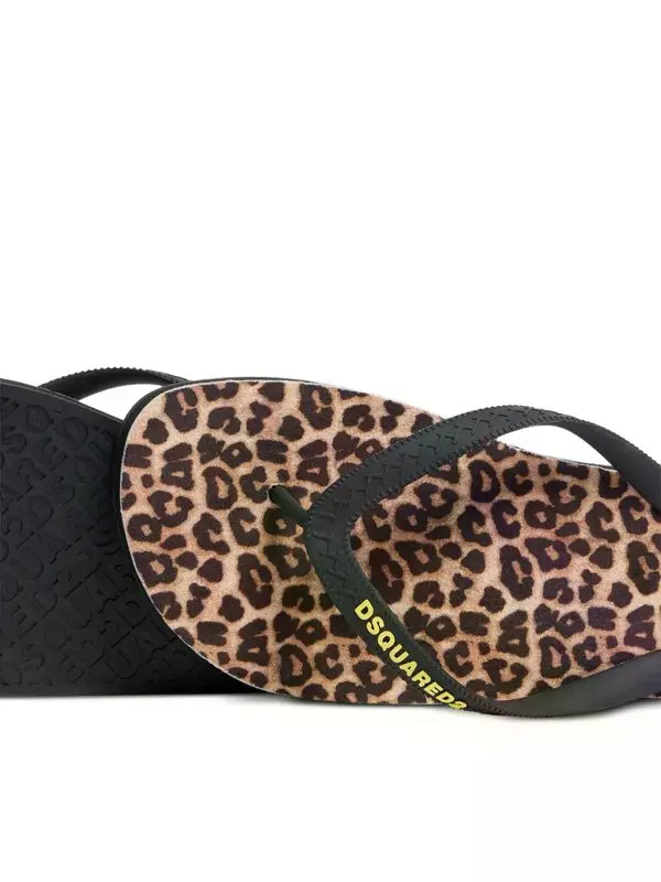 Dsquared2 Wild2 Flip Flops With Leopard Print