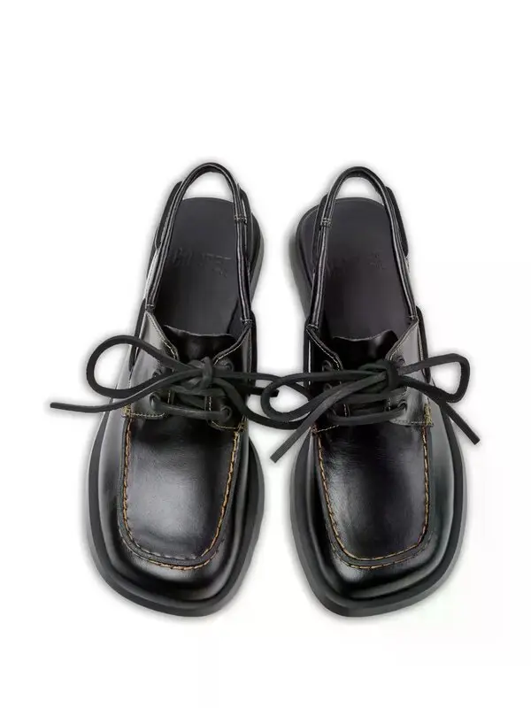Camper Dana Lace-up Leather Mules - Black