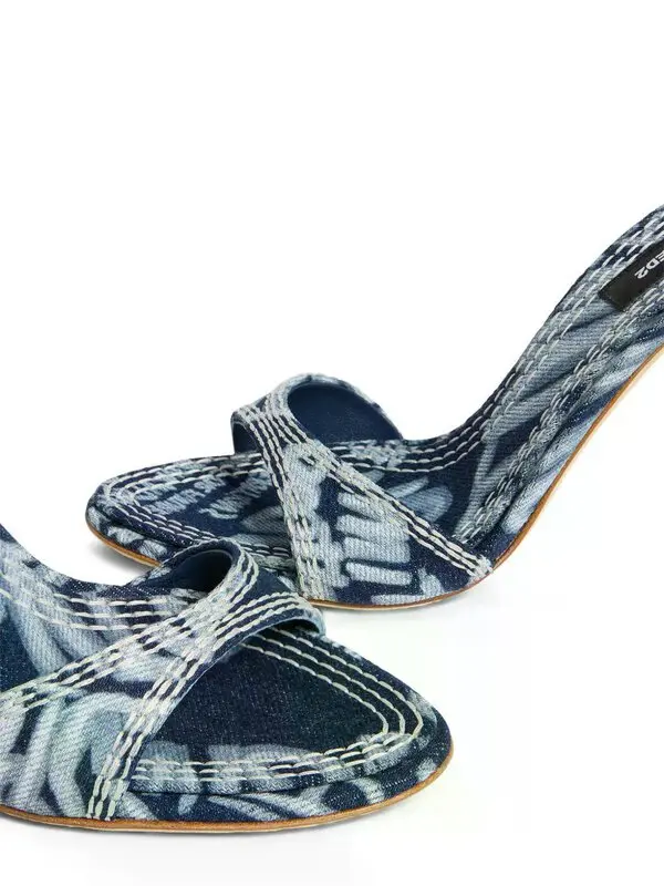 Dsquared2 Rebel Hibiscus Stiletto Heeled Sandals - Blue