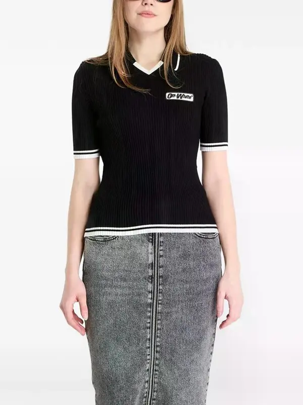 Off-White Ribbed Short-sleeve Top
