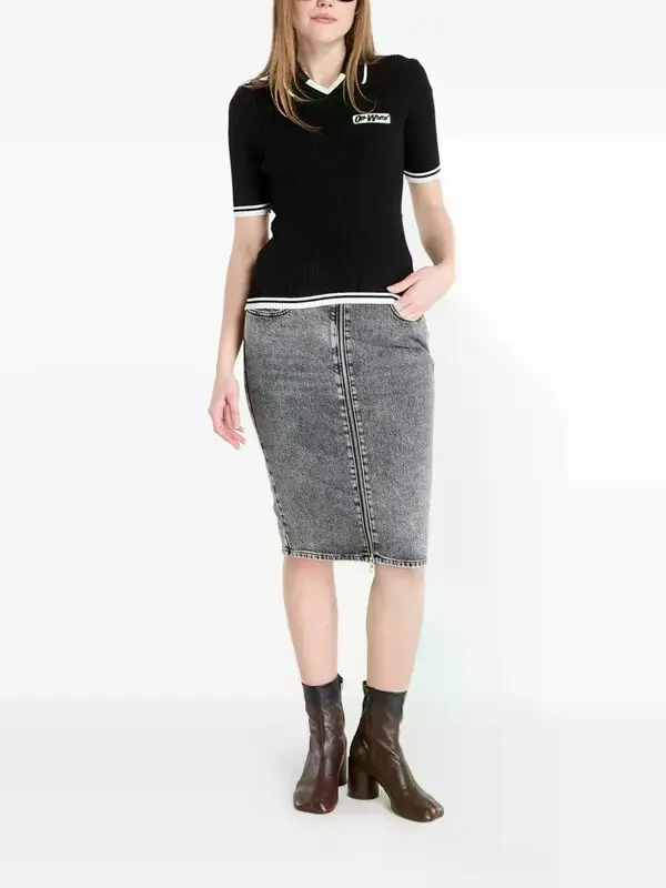 Off-White Ribbed Short-sleeve Top