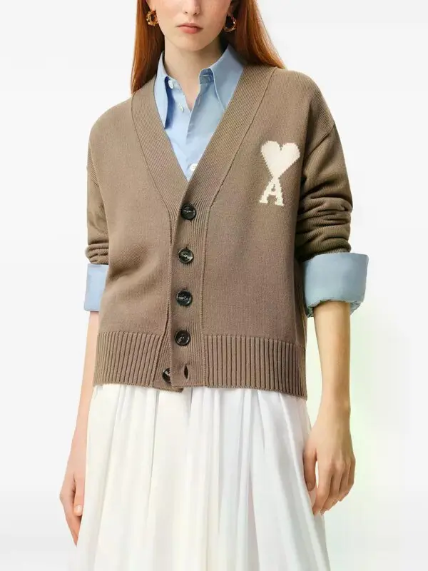 AMI Paris De Coeur Cotton Knit Cardigan