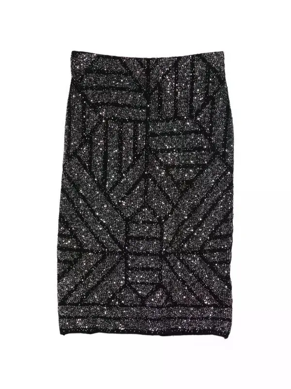 CIRCUS HOTEL Geometric Sequin Embellished Skirt - Silver