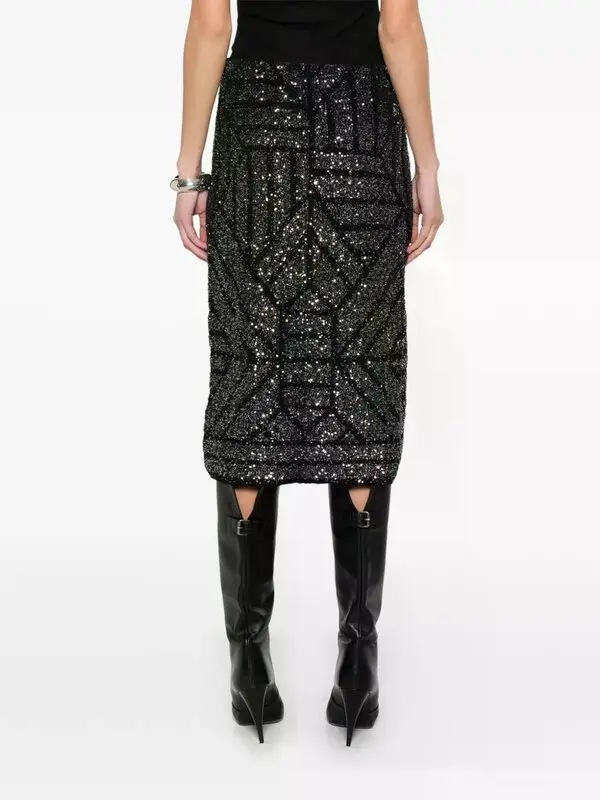 CIRCUS HOTEL Geometric Sequin Embellished Skirt - Silver