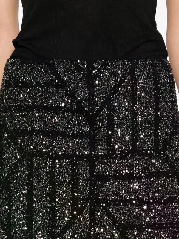 CIRCUS HOTEL Geometric Sequin Embellished Skirt - Silver