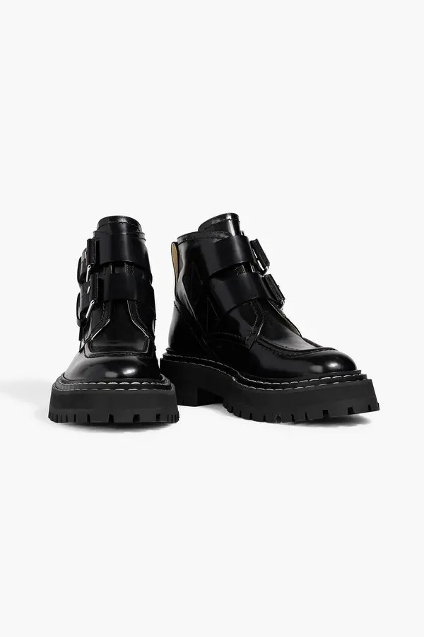 Proenza Schouler Buckled Leather Combat Boots - Black