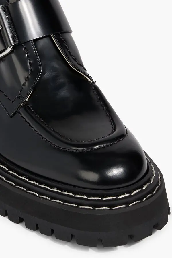Proenza Schouler Buckled Leather Combat Boots - Black