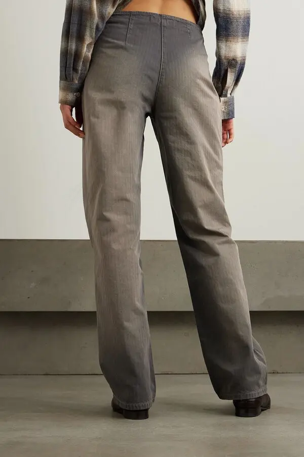 Our Legacy Biker Low-rise Wide-leg Herringbone Jeans - Gray