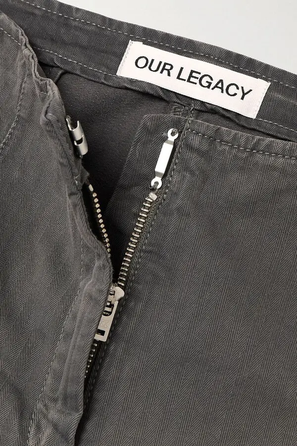 Our Legacy Biker Low-rise Wide-leg Herringbone Jeans - Gray