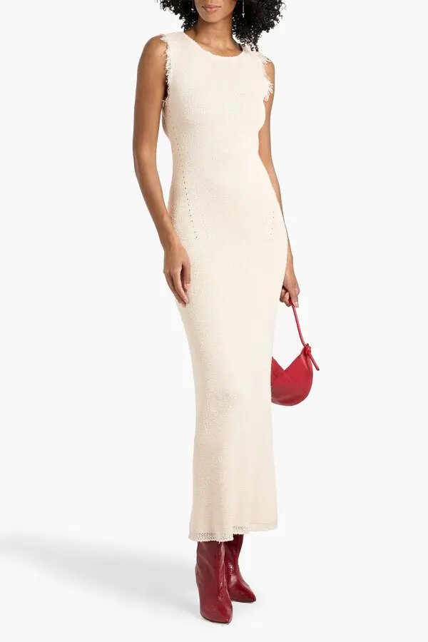 Proenza Schouler Sylvia Open-back Bouclé-knit Maxi Dress - Ecru